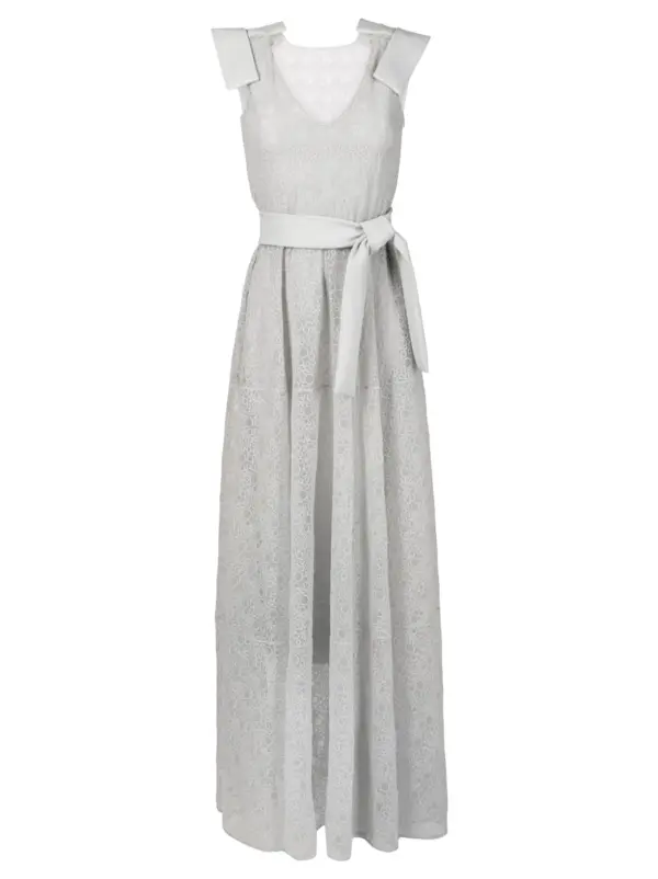 GLORIA COELHO Polka-dot Embroidered Gown - Grey