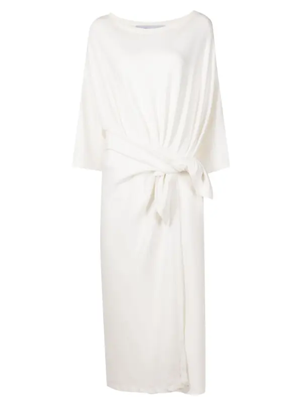 GLORIA COELHO Knot-detail Midi Dress - White