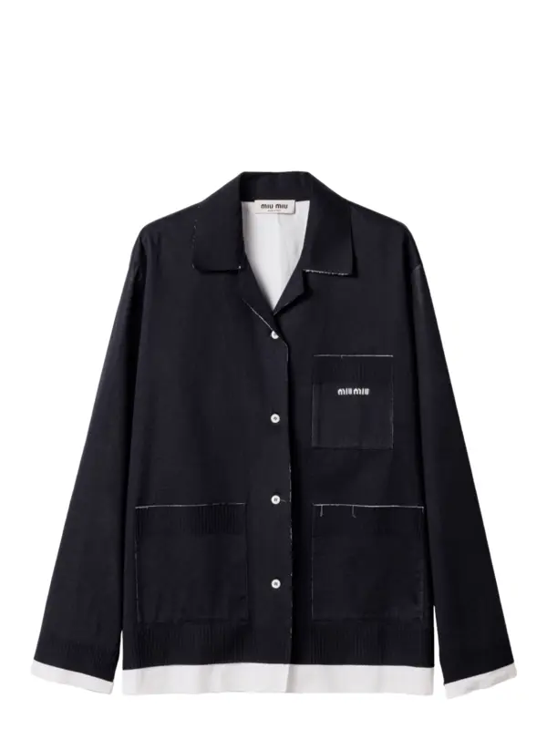 Miu Miu Knit And Poplin Shirt - Blue