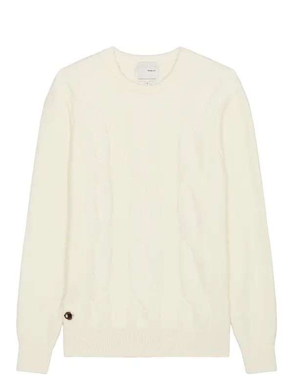 SHEEP INC. The Cable Crewneck Sweater - White