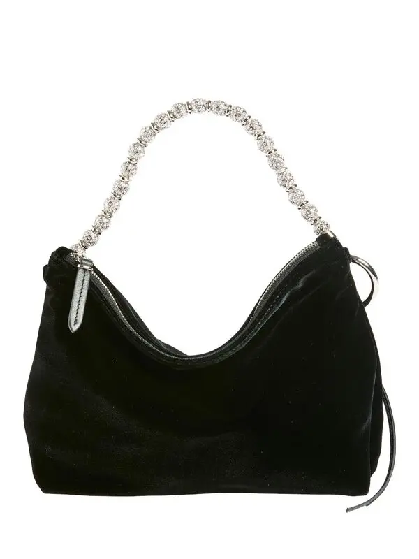 JIMMY CHOO Callie Velvet Handbag - Black/ Silver