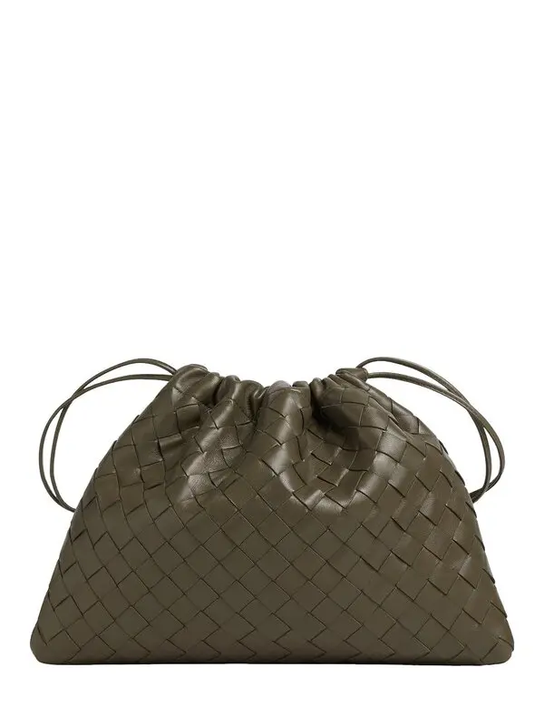 Bottega Veneta Medium Intrecciato Leather Shoulder Bag - 3228 Cypress-gold
