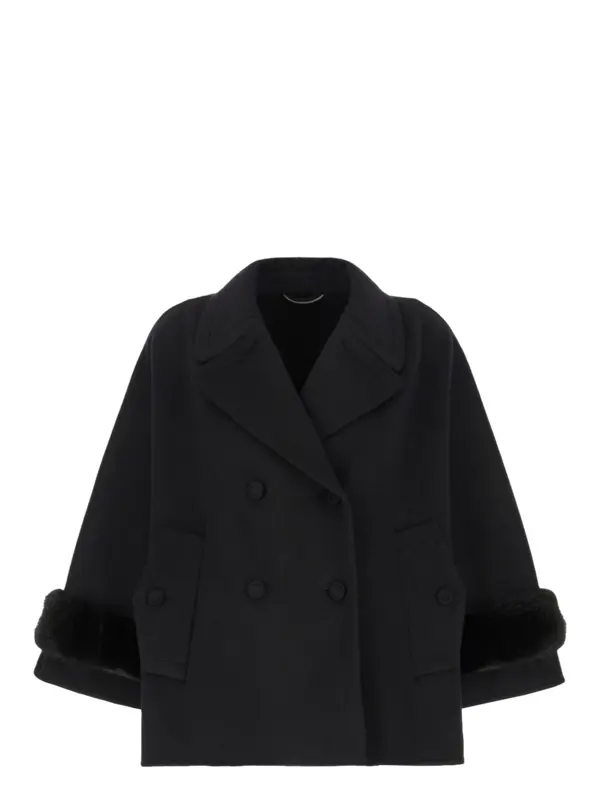 Ermanno Scervino Double-breasted Cape Coat - Black
