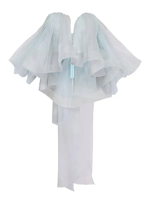 Zimmermann Crush Strapless Silk Top - Light Blue