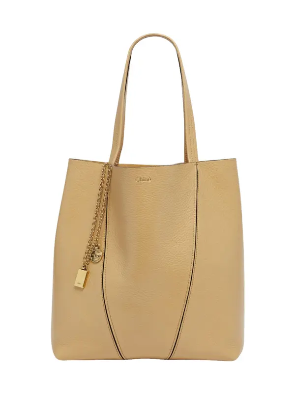 Chloé Spin Medium Leather Tote Bag - Milky Brown