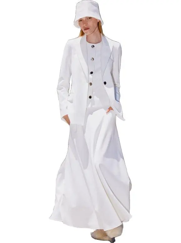 Rosetta Getty Peak Lapel Technical Cady Jacket - White
