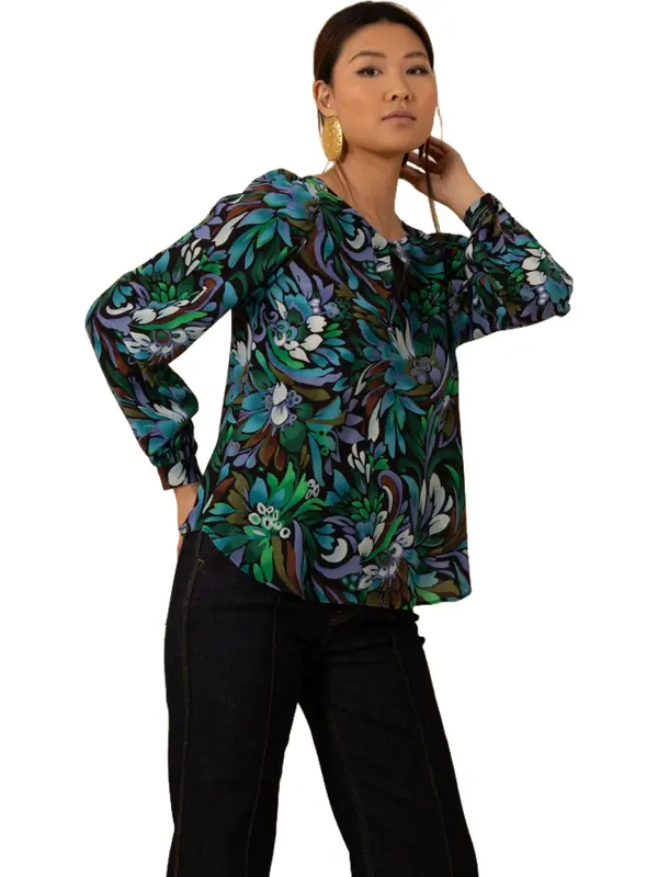 Hale Bob Averie Silk Top - Green