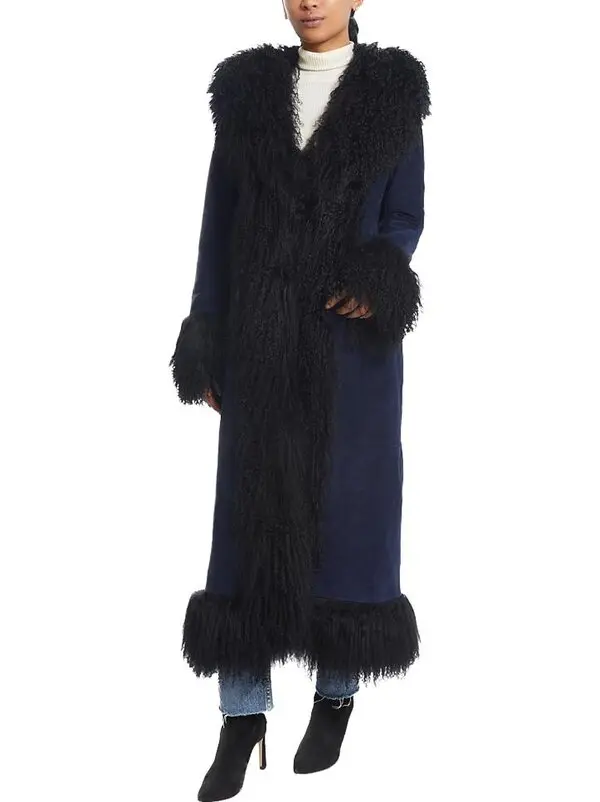 SUSANNA CHOW Dorothy Maxi Coat - Navy/black Trim