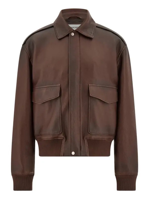FERRAGAMO Leather Blouson - Brown