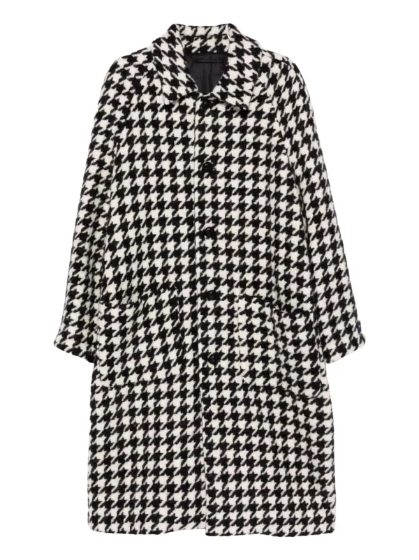 MAN ON THE BOON. On The Boon Houndstooth Overcoat - Blue
