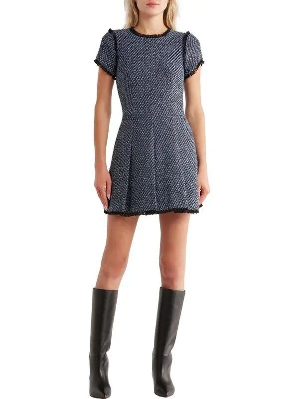 Cinq À Sept Nova Metallic Tweed Dress - Maritime/black