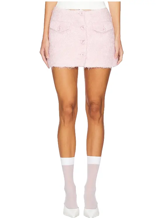 YUHAN WANG Fluffy Buttoned Mini Skirt - Pink