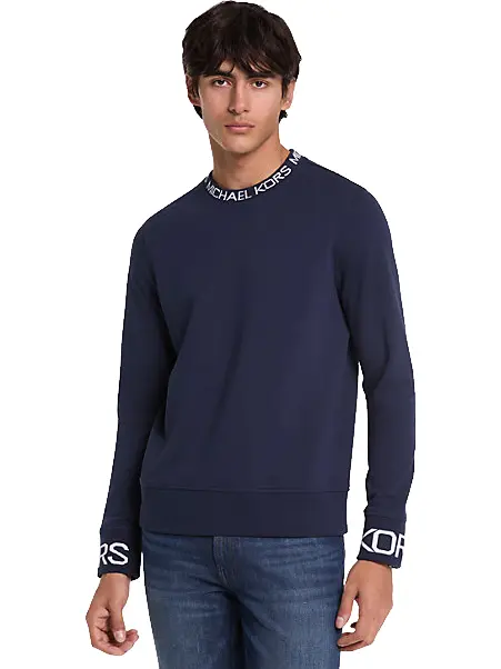 Michael Kors Logo Trim Cotton Blend Sweatshirt - Blue