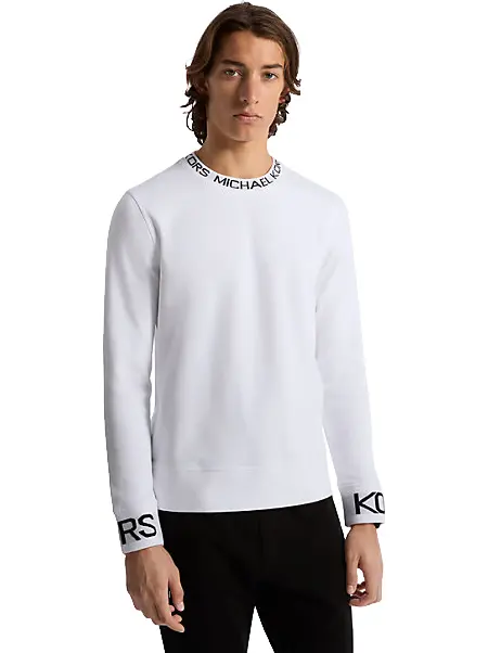 Michael Kors Logo Trim Cotton Blend Sweatshirt - White