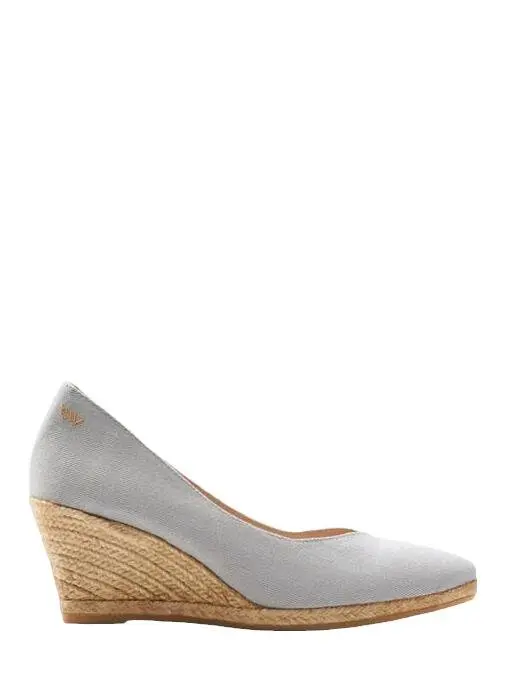VISCATA Roses V-cut Canvas Espadrille Wedges - Ash Grey