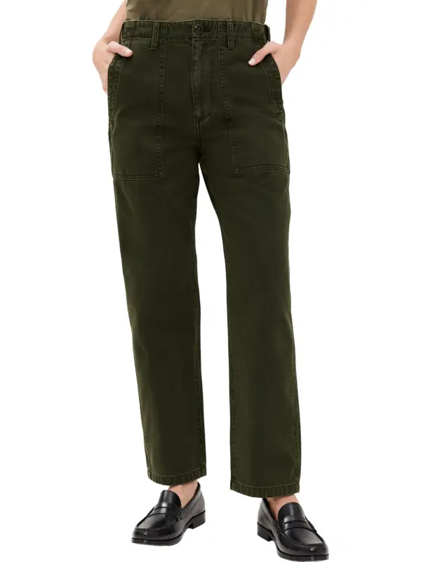 ALEX MILL Neil Herringbone Pants - Military Olive