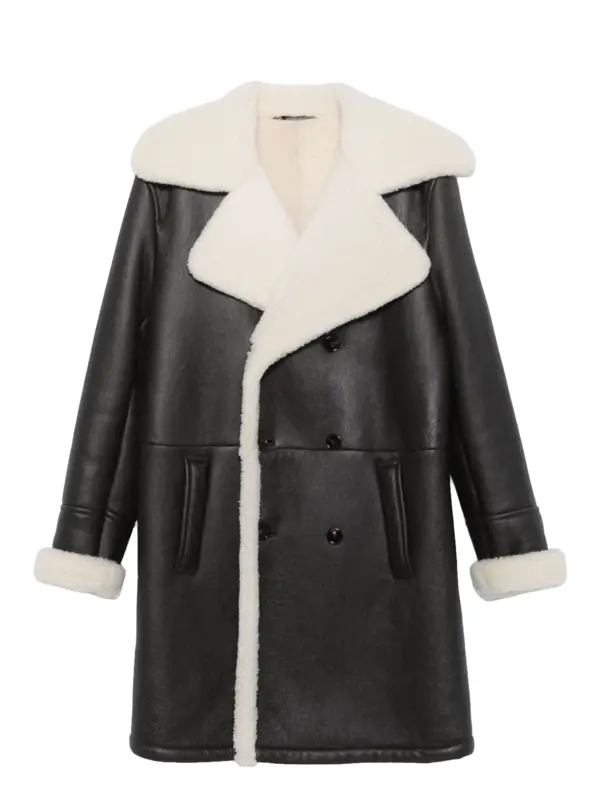 Dolce & Gabbana Leather Shearling Coat - Black