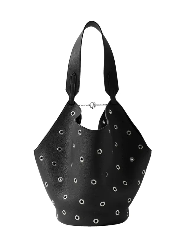 Khaite Lotus Small Embellished Textured-leather Tote - Black