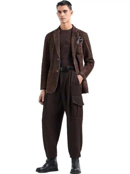 Giorgio Armani Virgin-wool Blend Jumper With Jacquard Logo - Natural