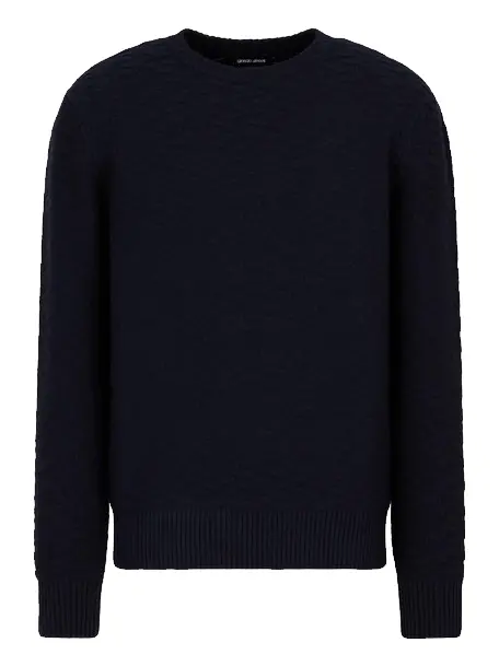 Giorgio Armani Jacquard Virgin Wool-blend Jumper - Blue