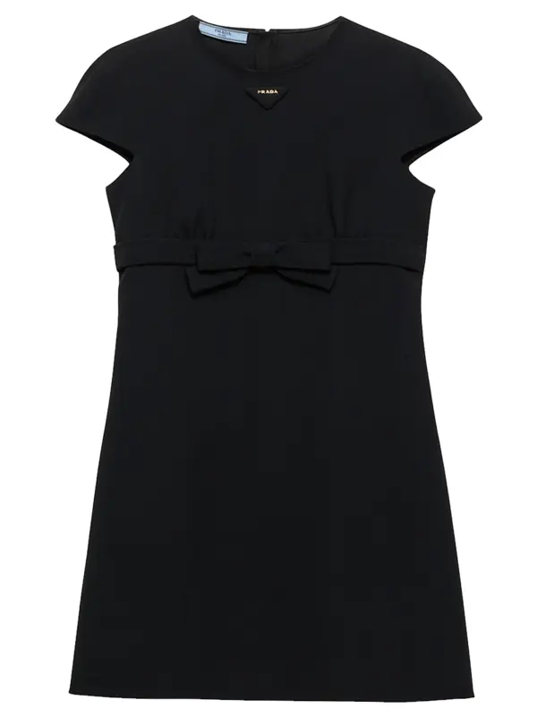 Prada Bow Sable A-line Mini Dress - Nero