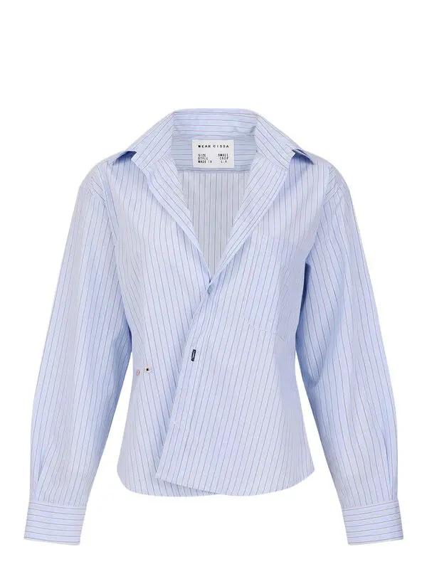 CISSA Striped Asymmetric Button-front Shirt - Sussex Stripe