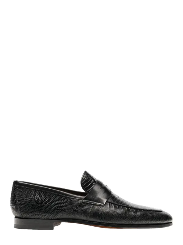 Magnanni Vincente Lizard Penny Loafers - Black