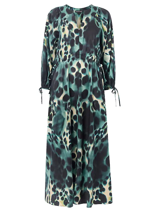 Whistles Misty Leopard-print Woven Midi Dress - Multi-coloured