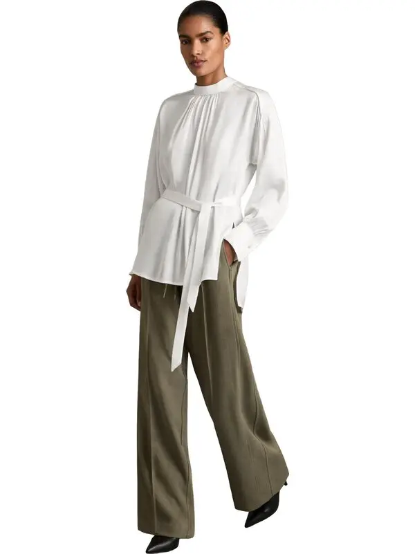 REISS Lina Woven Blouse - Ivory