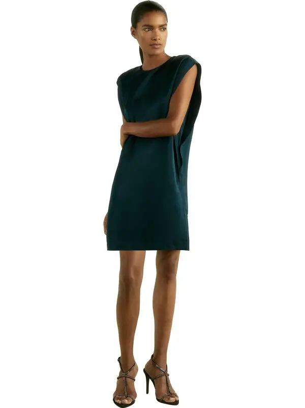 REISS Phoenix Satin Tunic Dress - Teal
