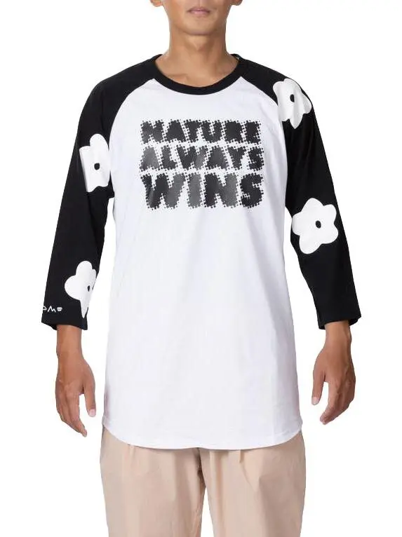 VAST Floral Graphic Raglan Sleeve T-shirt - Black