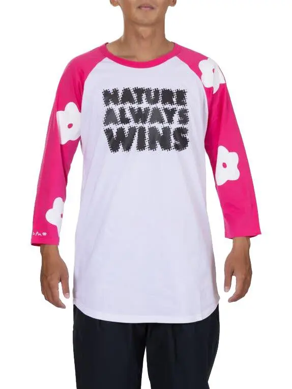 VAST Floral Graphic Raglan Sleeve T-shirt - Fuchsia
