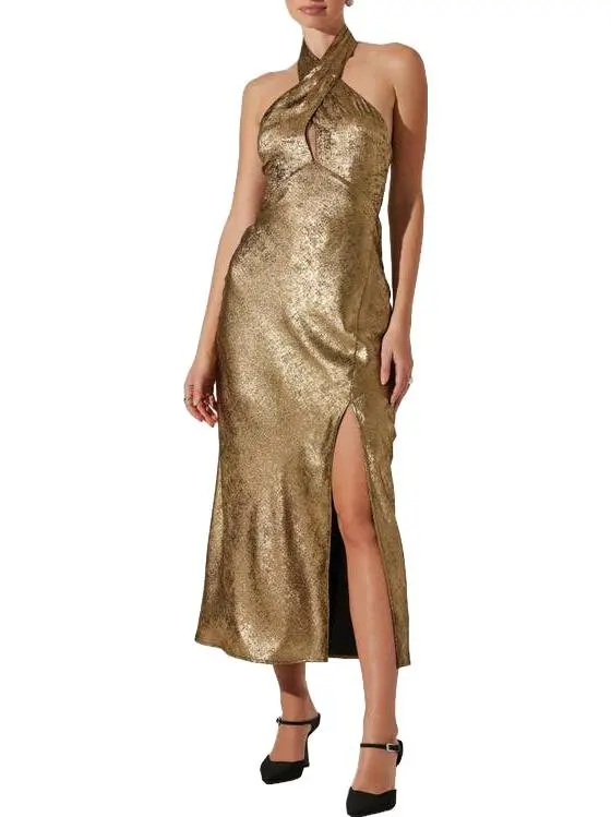 Astr The Label Marissa Halter Maxi Dress - Gold