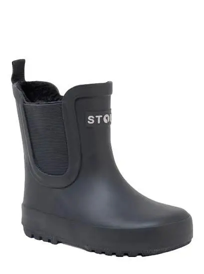 STONZ Faux Fur Lined Waterproof Rain Boots - Black
