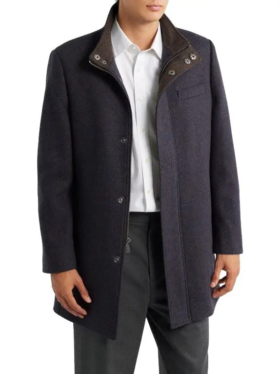 Hart Schaffner Marx Genoa Wool-blend Twill Overcoat - Espresso Navy Twill