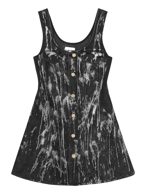 GANNI Brushed-finish Mini Dress - Black
