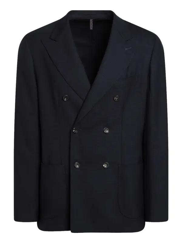 SANTANIELLO Checked Double Breasted Jacket - Blue