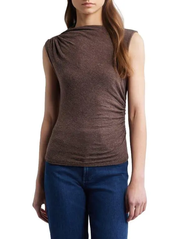 Rails Christen Ruched Funnel Neck Top - Heather Brown