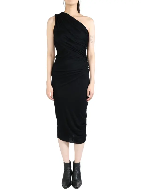 Rick Owens Draped Midi Dress - Black
