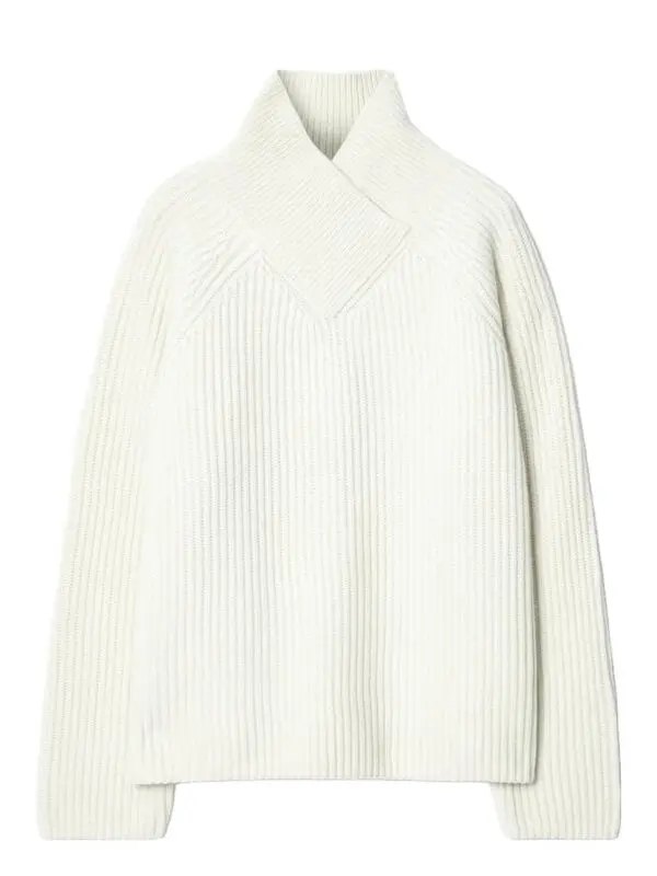 Cos Wrap-collar Merino Wool Sweater - White