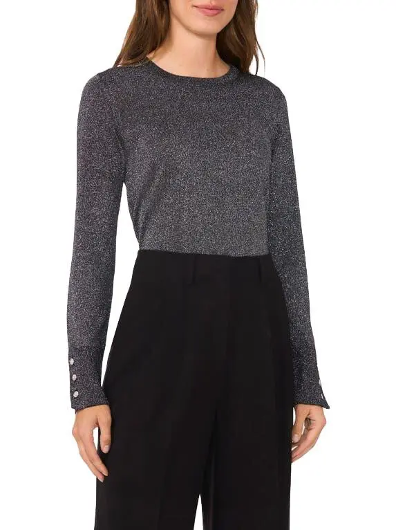 Halogen Rhinestone Button Sweater - Midnight Black