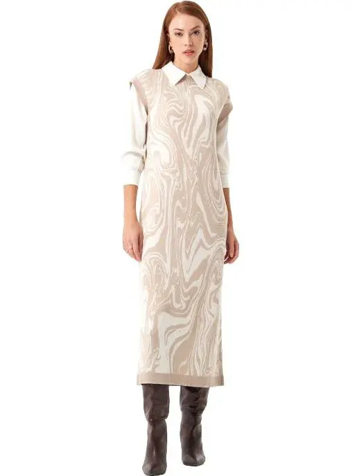 MIZALLE Patterned Knitwear Dress - Beige