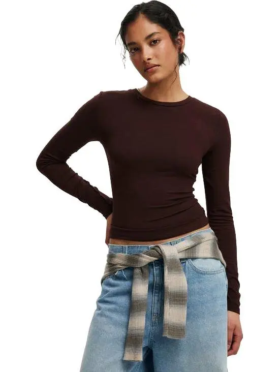 COTTON ON All Day Crew Long Sleeve - Dark Oak