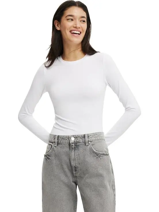 COTTON ON All Day Crew Long Sleeve - White