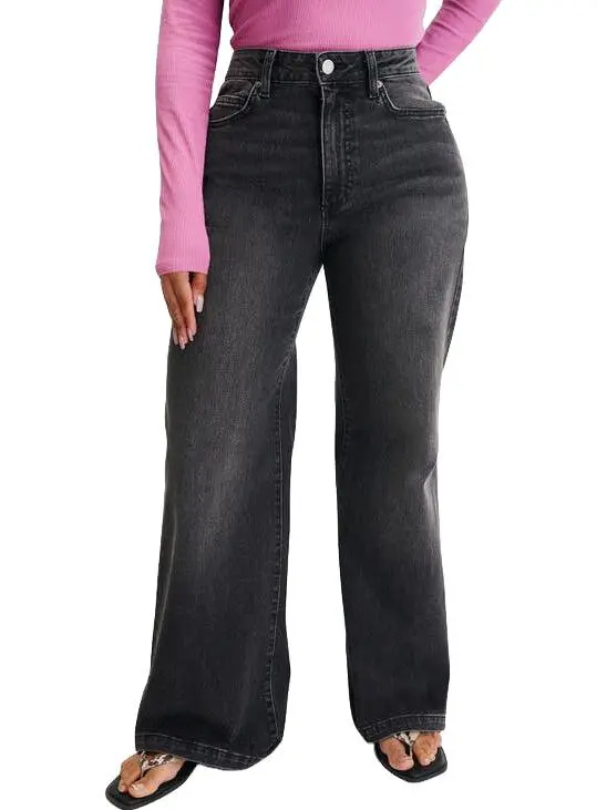 COTTON ON Curvy Straight Stretch Wide Jeans - Slate Black