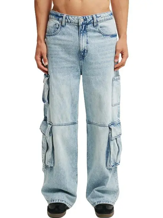 COTTON ON Super Baggy Jeans - Cargo Starlite Blue