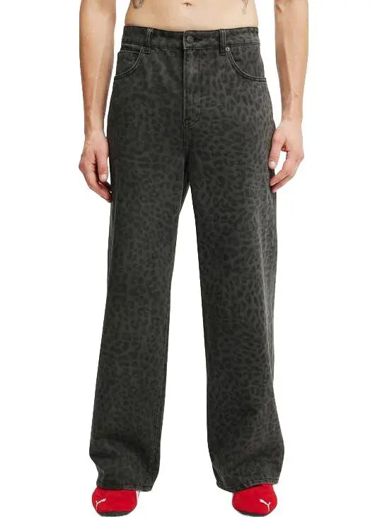 COTTON ON Super Baggy Jeans - Textured Leopard Overdye