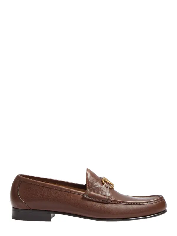 Valentino Garavani Vlogo Signature Leather Penny Loafers - Bark