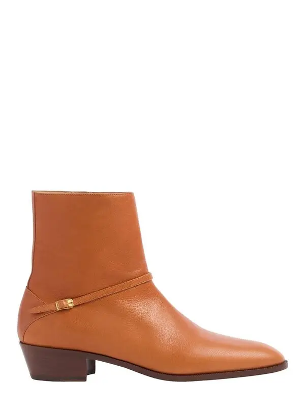 Valentino Garavani Leather Booties - Roasted Pecan