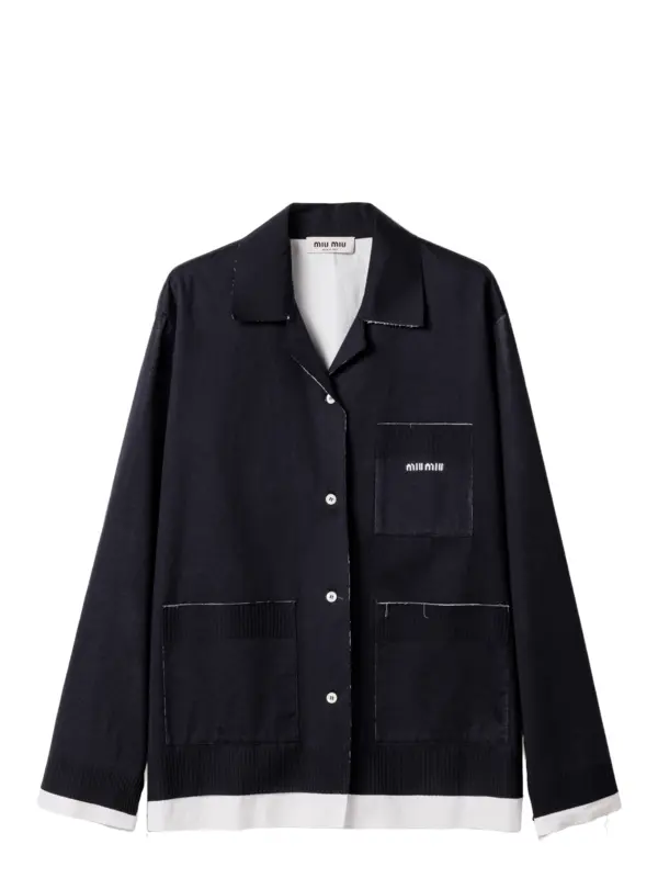 Miu Miu Knit And Poplin Shirt - Blue/white